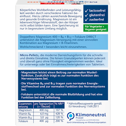 Magnesium 400 + vitamiinit B6, B12, folaatti Direktgranulat 20 kpl, 24 ...