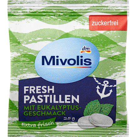 Pastilles, Fresh Eucalyptus, sugar-free, 25 g by Mivolis – VivaVoss